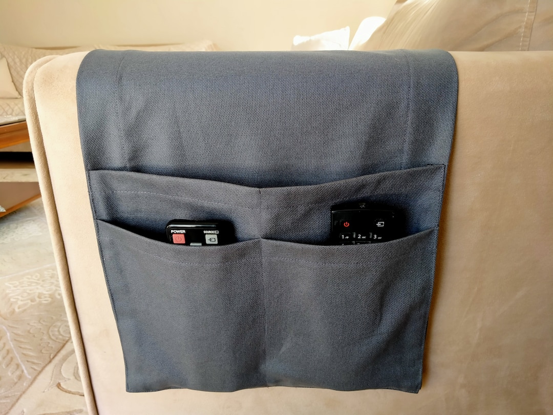 Dark Gray Canvas Fabric Remote Control Holder,storage Basket,canvas ...