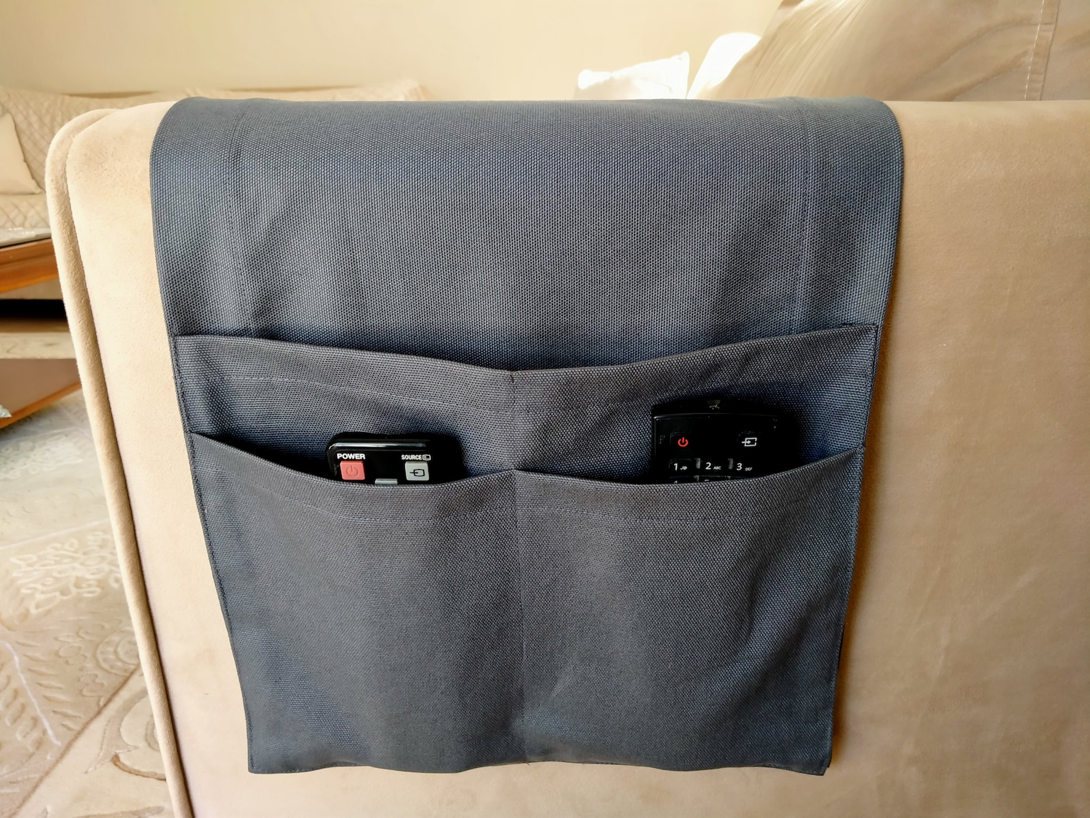 Dark Gray Canvas Fabric Remote Control Holder,storage Basket,canvas ...