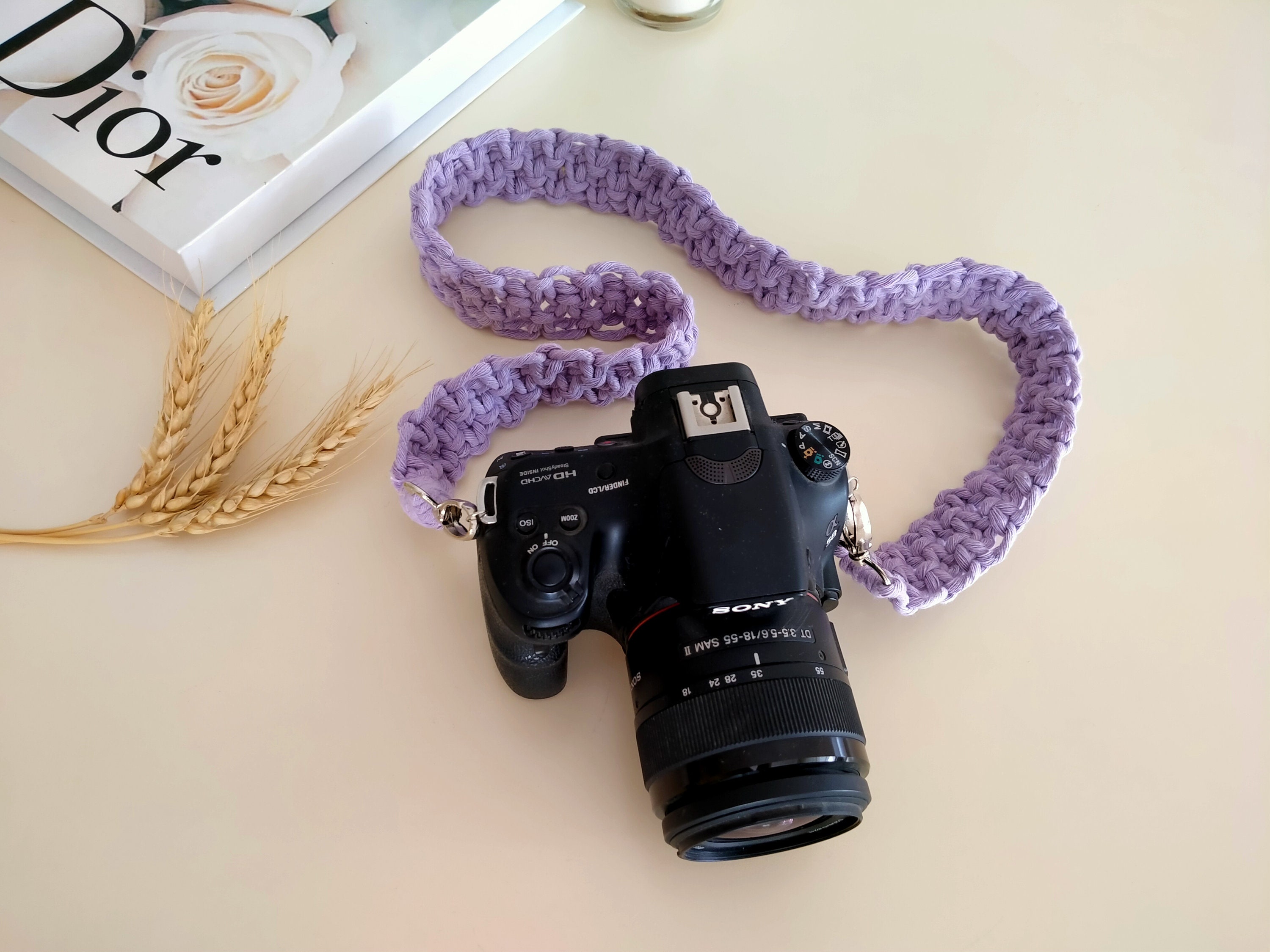 Lilac Macrame Camera Strap,handmade Accessories,camera Holder,bohemian ...