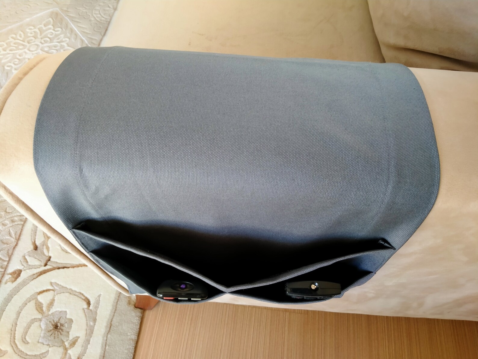 Dark Gray Canvas Fabric Remote Control Holder,storage Basket,canvas ...