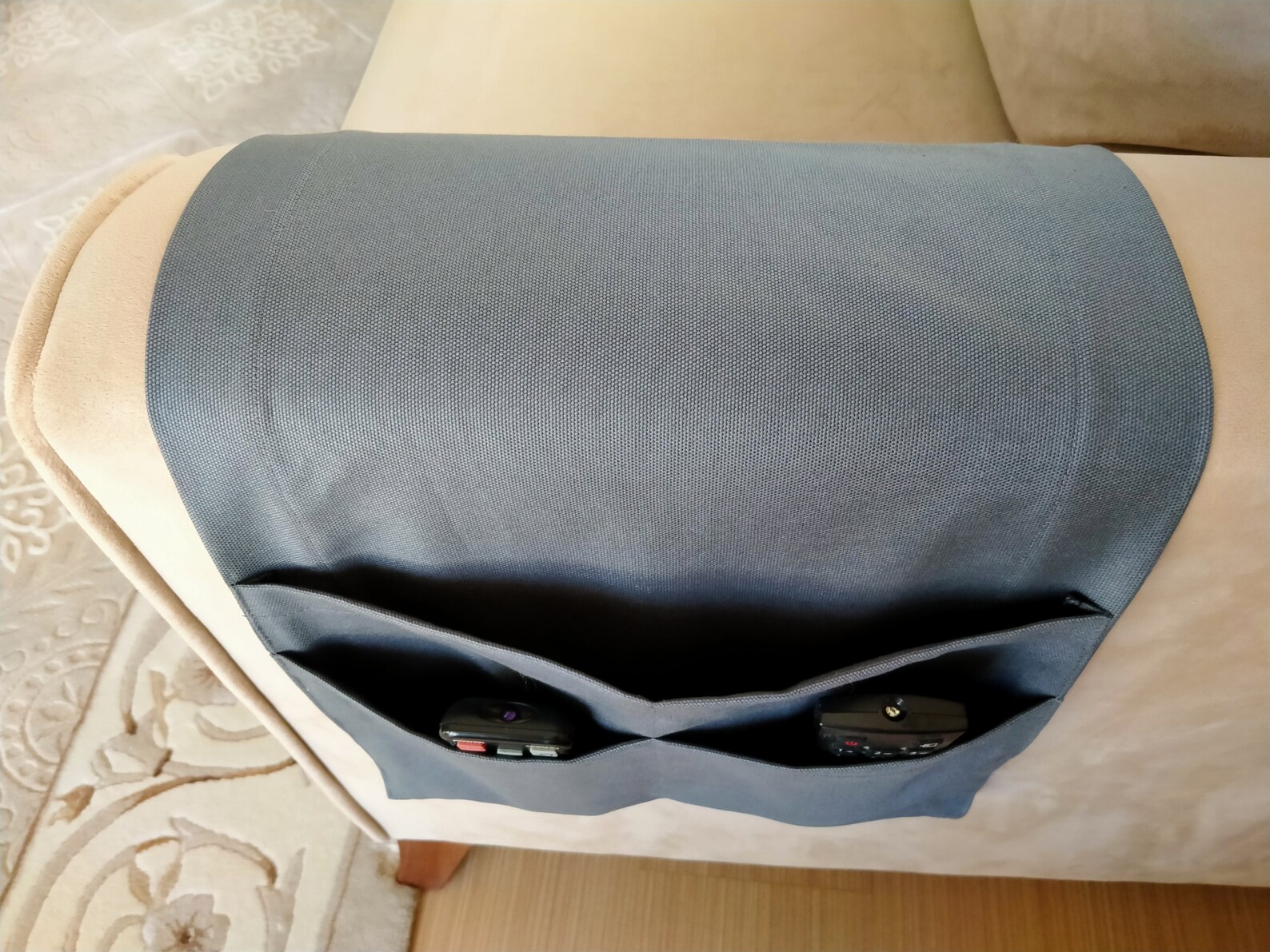 Dark Gray Canvas Fabric Remote Control Holder,storage Basket,canvas ...