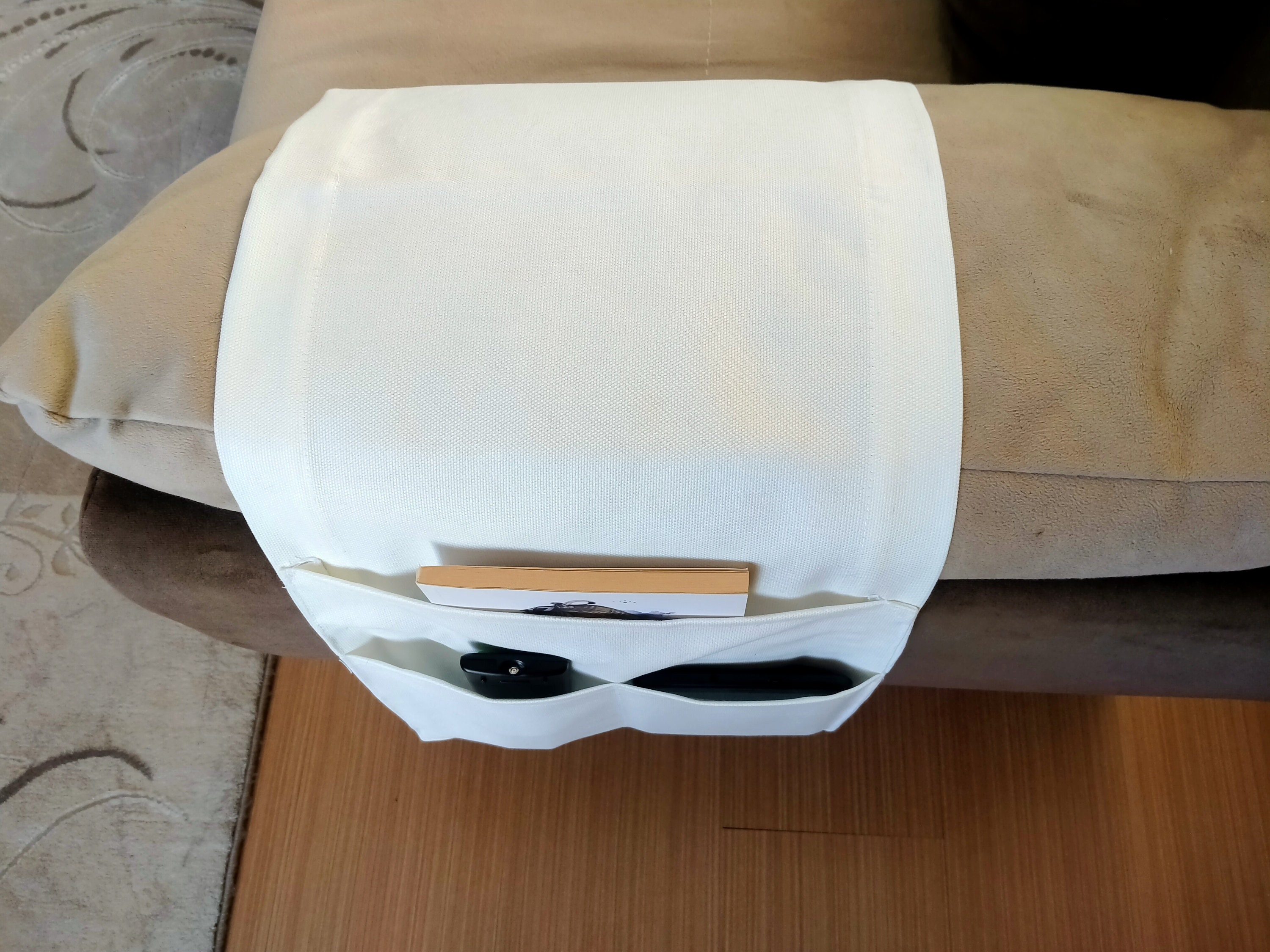 White Canvas Fabric Remote Control Holder,storage Basket,canvas ...