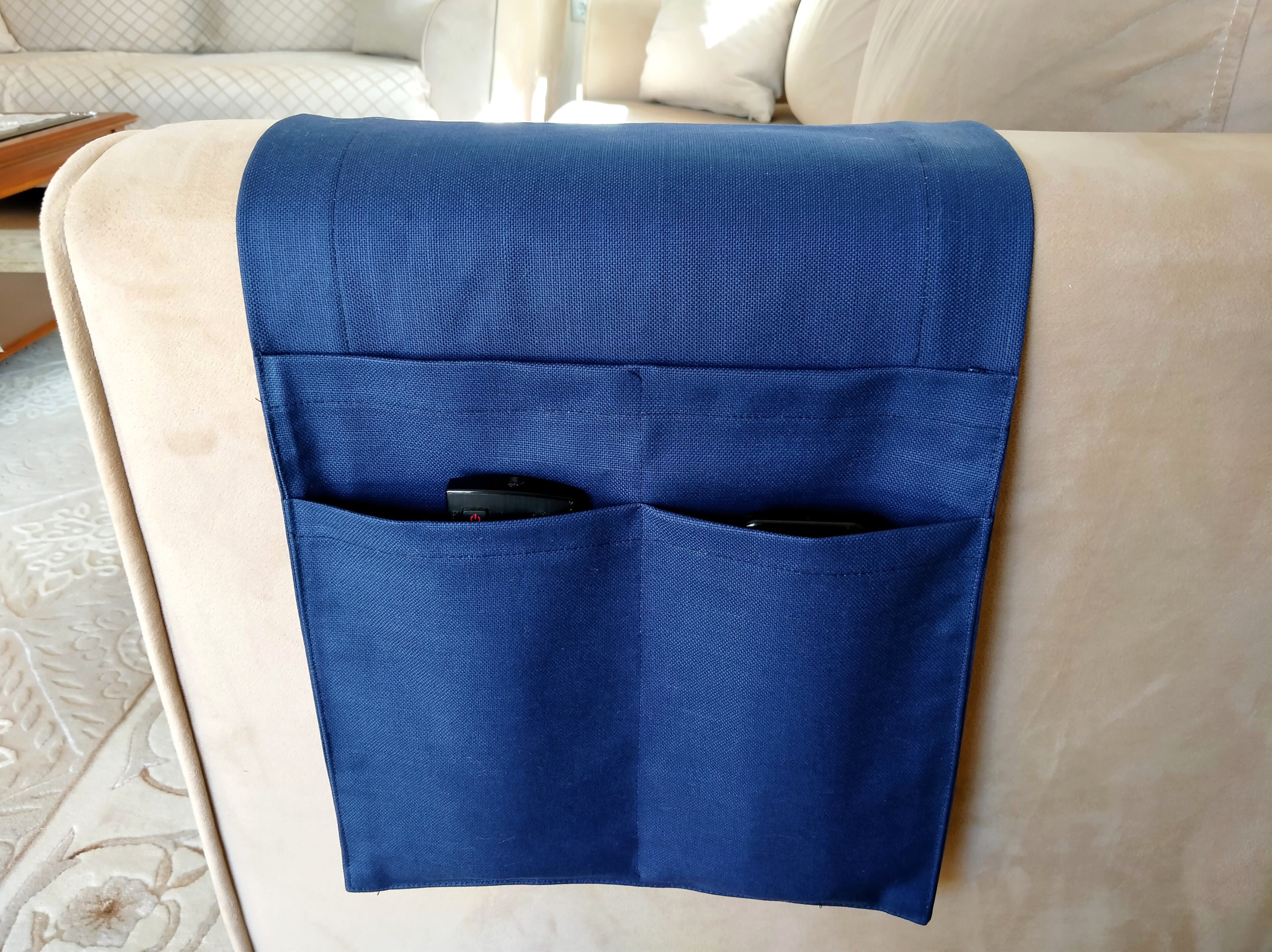 Canvas Fabric Remote Control Holder,storage Basket,canvas Armchair ...