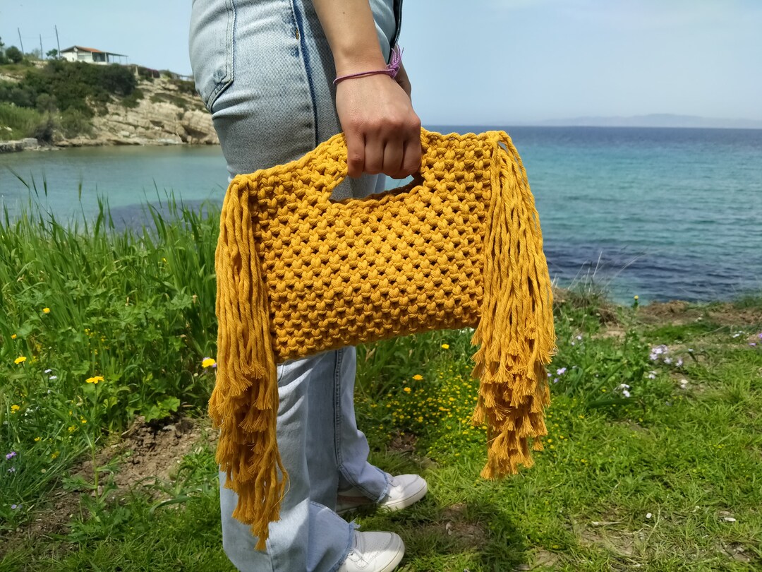 Mustard Macrame Clutch Bag ,macrame Purse ,mothers Days Gift Idea ...