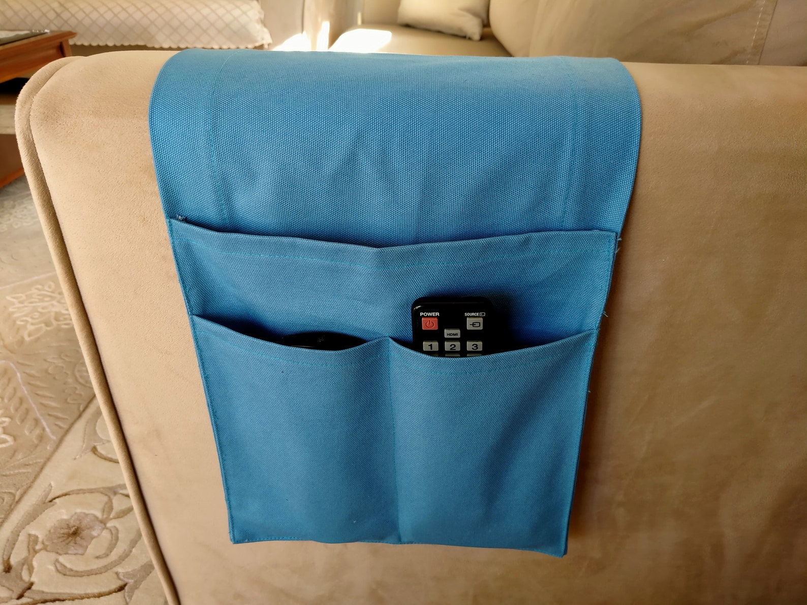 Armrest Organizer,canvas Fabric Remote Control Holder,storage Basket ...