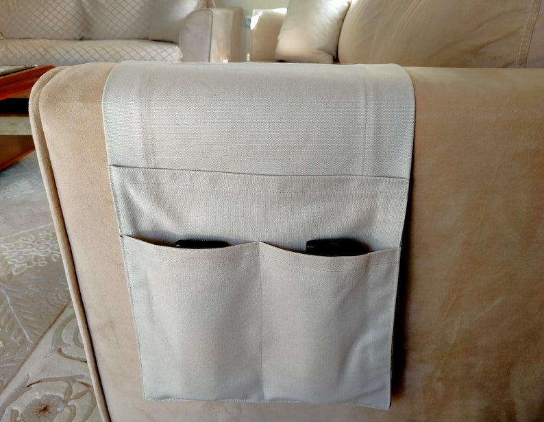 Canvas Fabric Remote Control Holder, Storage Basket, Armchair Organizer ...