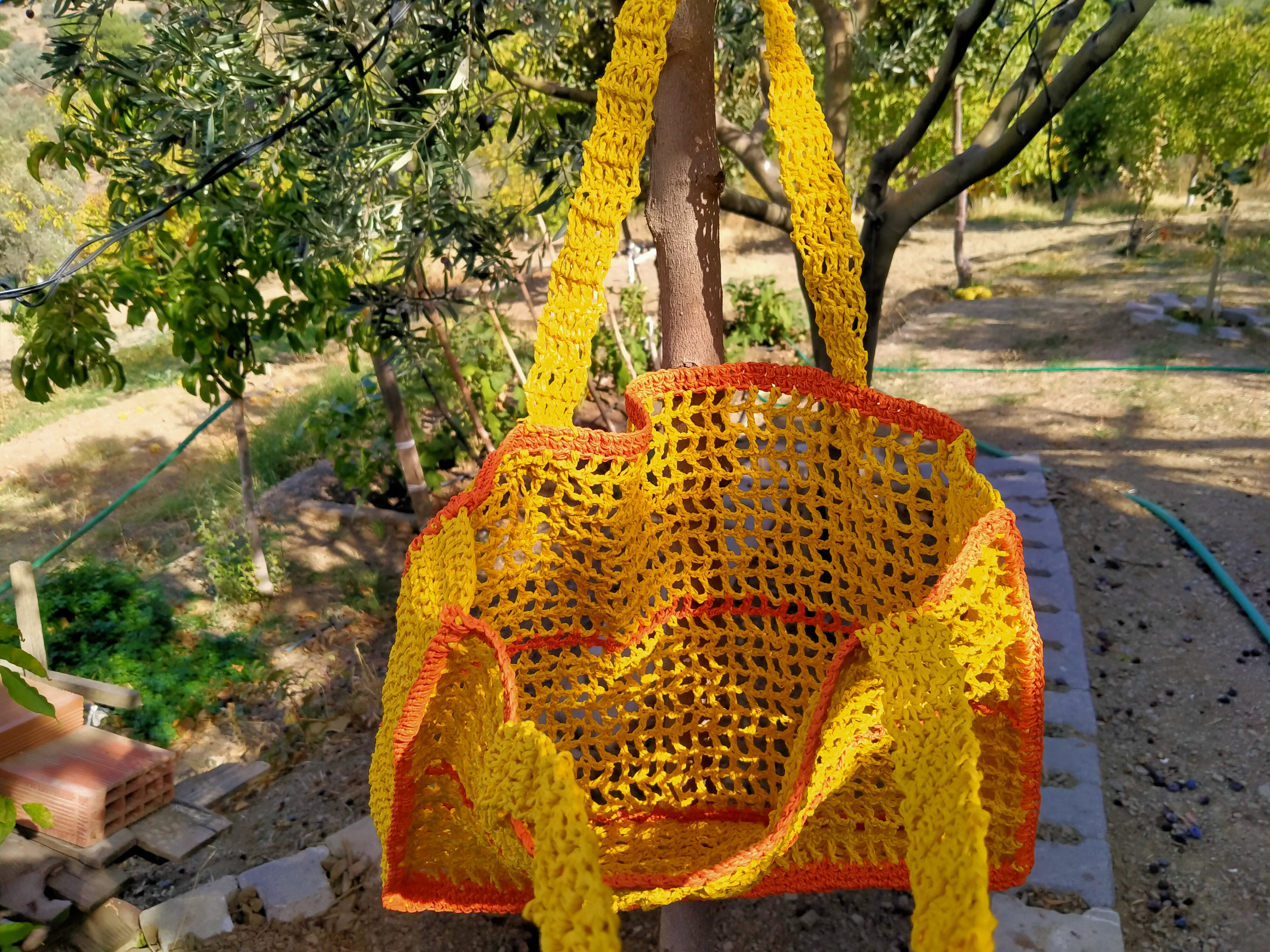 Yellow and Orange Paper Rope Shoulder Bag - Etsy