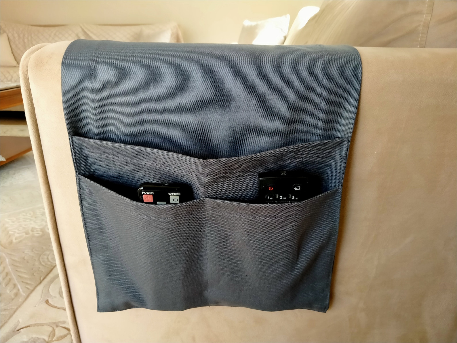 Dark Gray Canvas Fabric Remote Control Holder,storage Basket,canvas ...