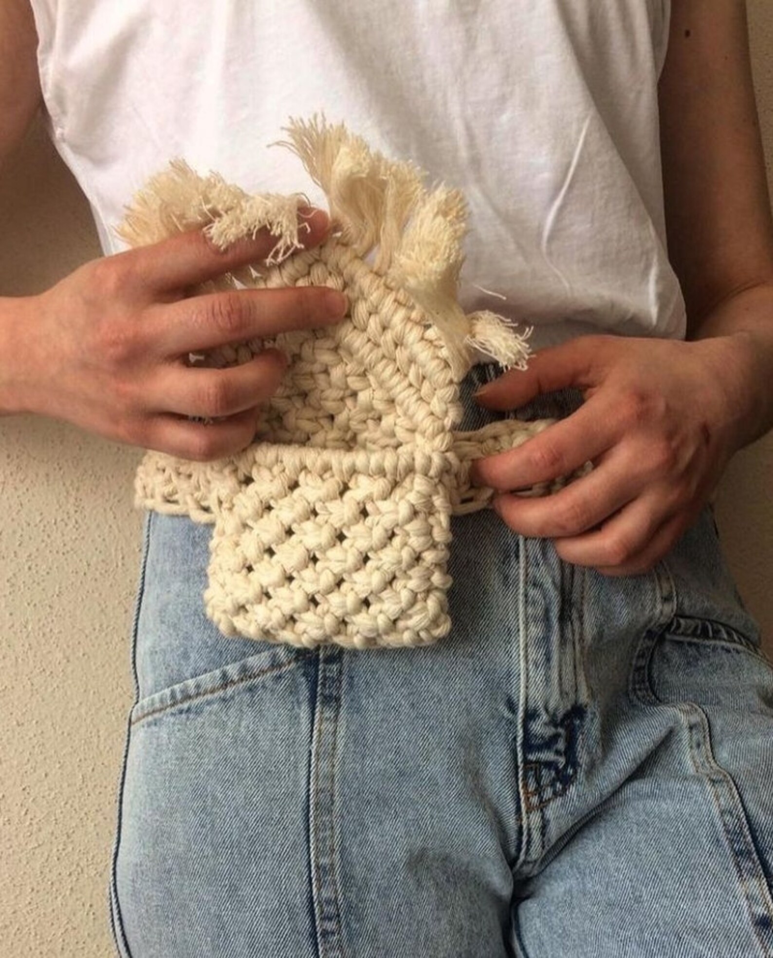 Ivory Macrame Small Belt Bag, Macrame Purse ,macrame Wallet , Summer ...