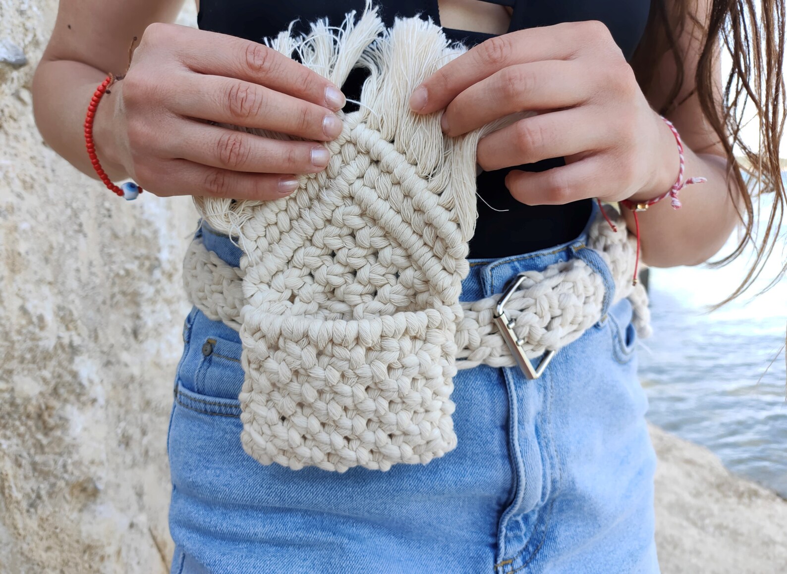 Ivory Macrame Small Belt Bag, Macrame Purse ,macrame Wallet , Summer ...