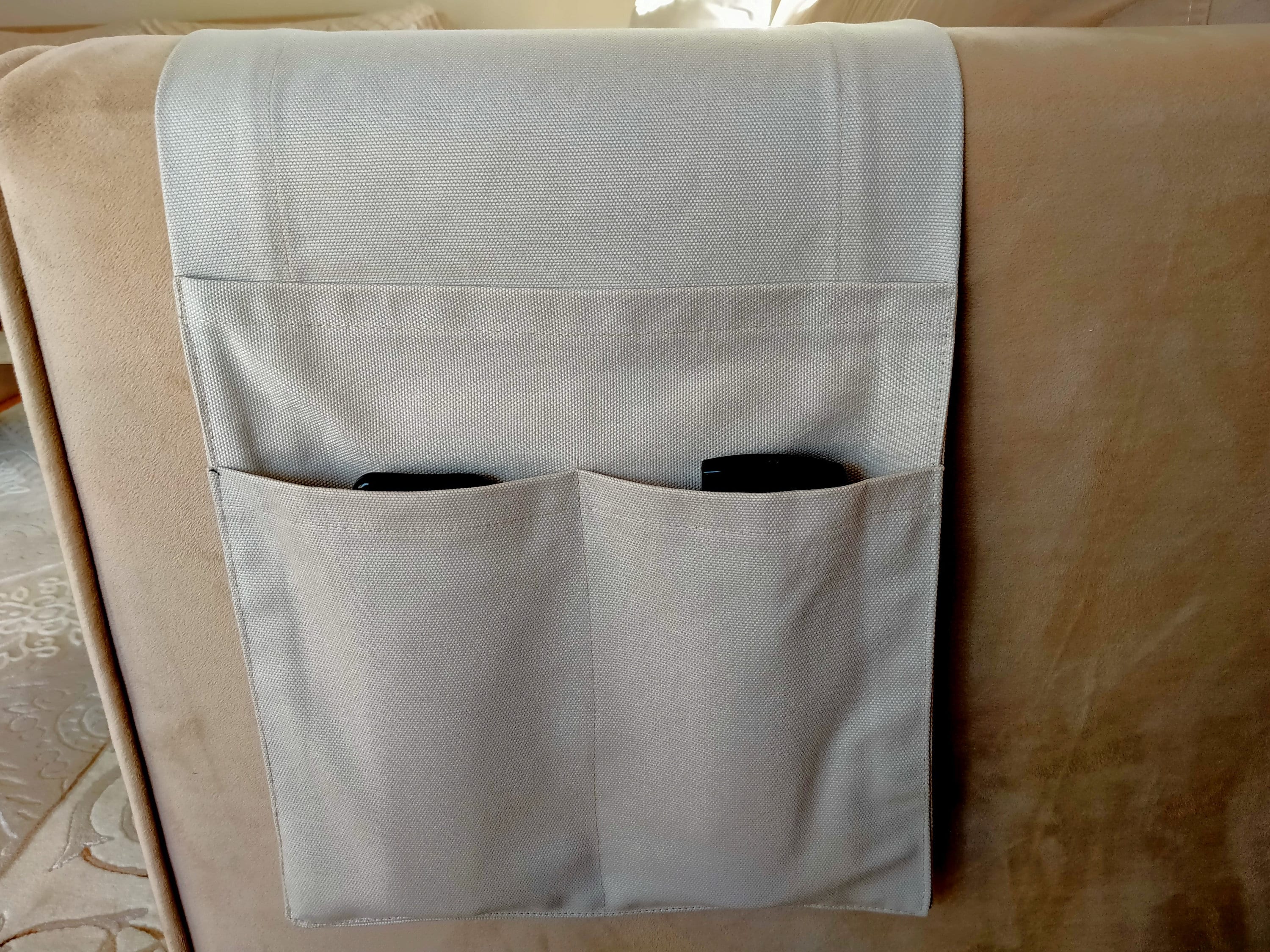 Canvas Fabric Remote Control Holder, Storage Basket, Armchair Organizer ...