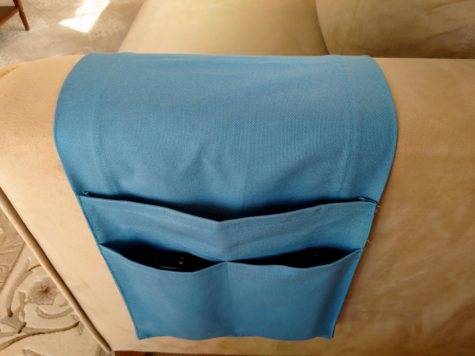 Armrest Organizer,canvas Fabric Remote Control Holder,storage Basket ...