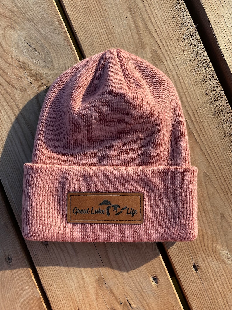 Toque With Leather Patch Great Lake Life Great Lakes - Etsy