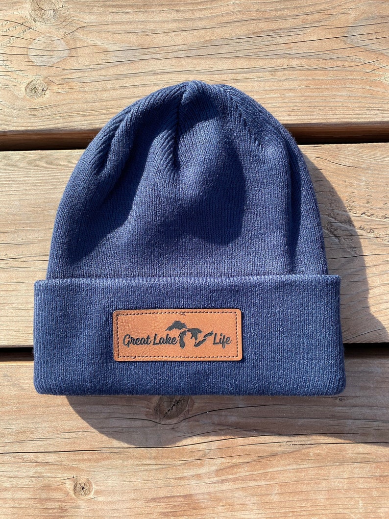 Toque With Leather Patch | Great Lake Life | Great Lakes - Etsy