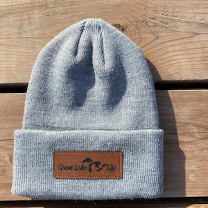 Toque With Leather Patch Great Lake Life Great Lakes - Etsy