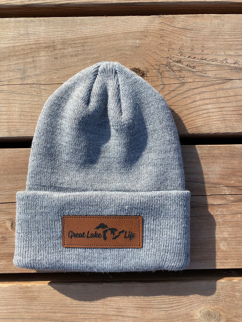 Toque With Leather Patch Great Lake Life Great Lakes - Etsy