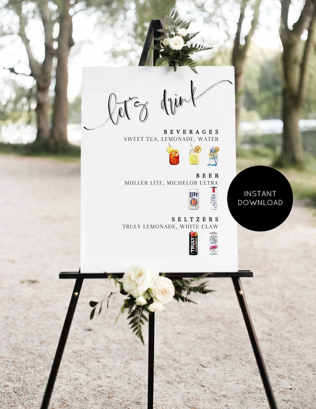 DIGITAL Customizable Drink Menu Template - Wedding Drink Menu - Bar ...