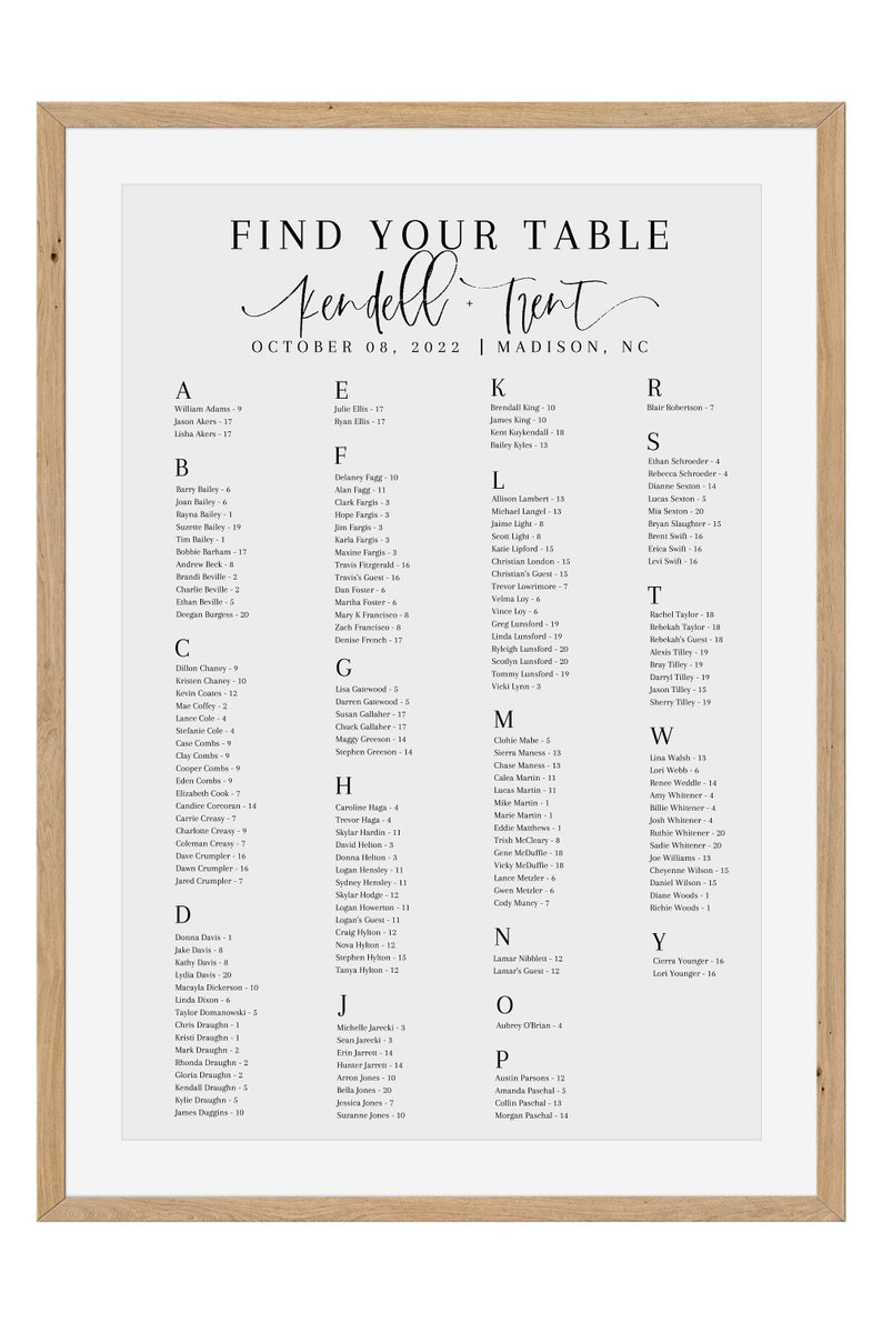 DIGITAL Seating Chart Template - Wedding Seating Chart - Find Your ...