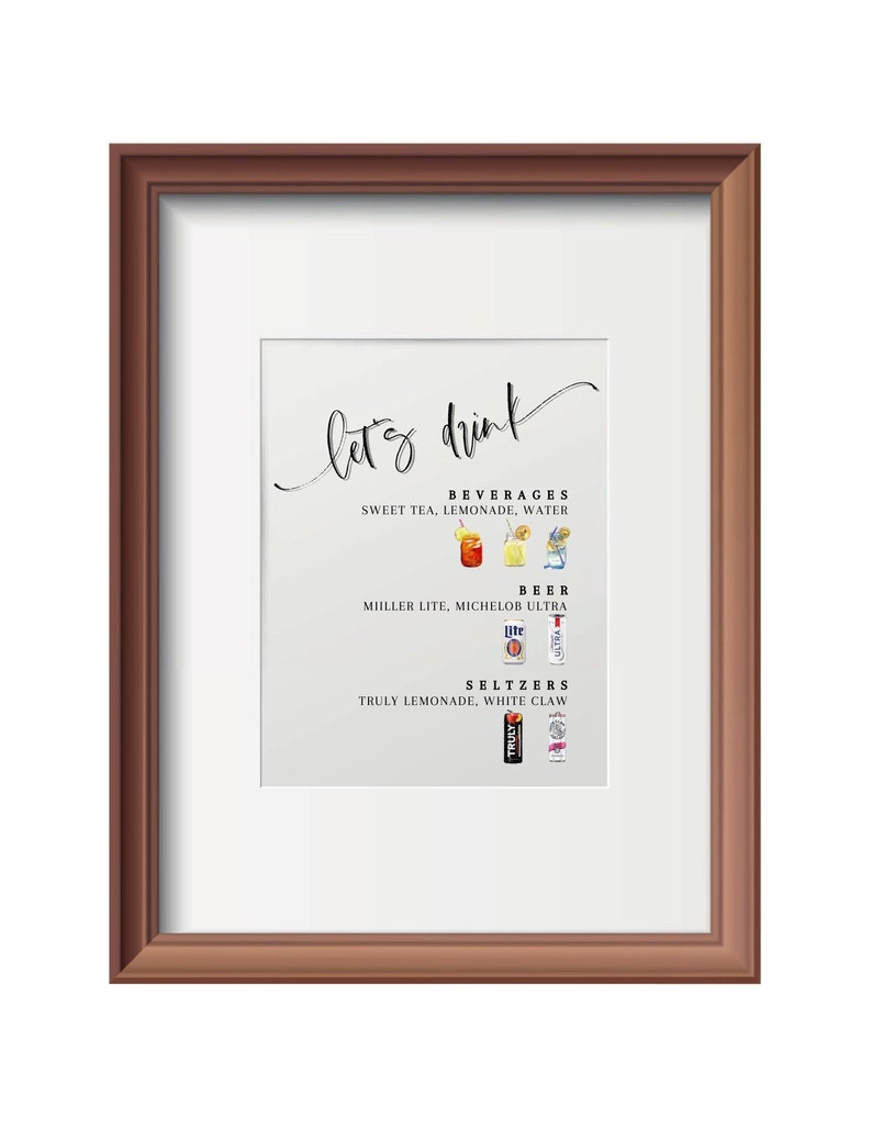 DIGITAL Customizable Drink Menu Template - Wedding Drink Menu - Bar ...