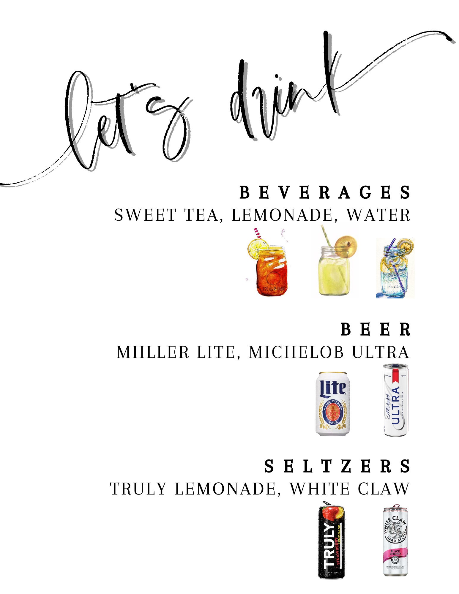 DIGITAL Customizable Drink Menu Template - Wedding Drink Menu - Bar ...