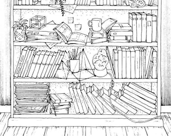 Coloring Bookcase - Etsy