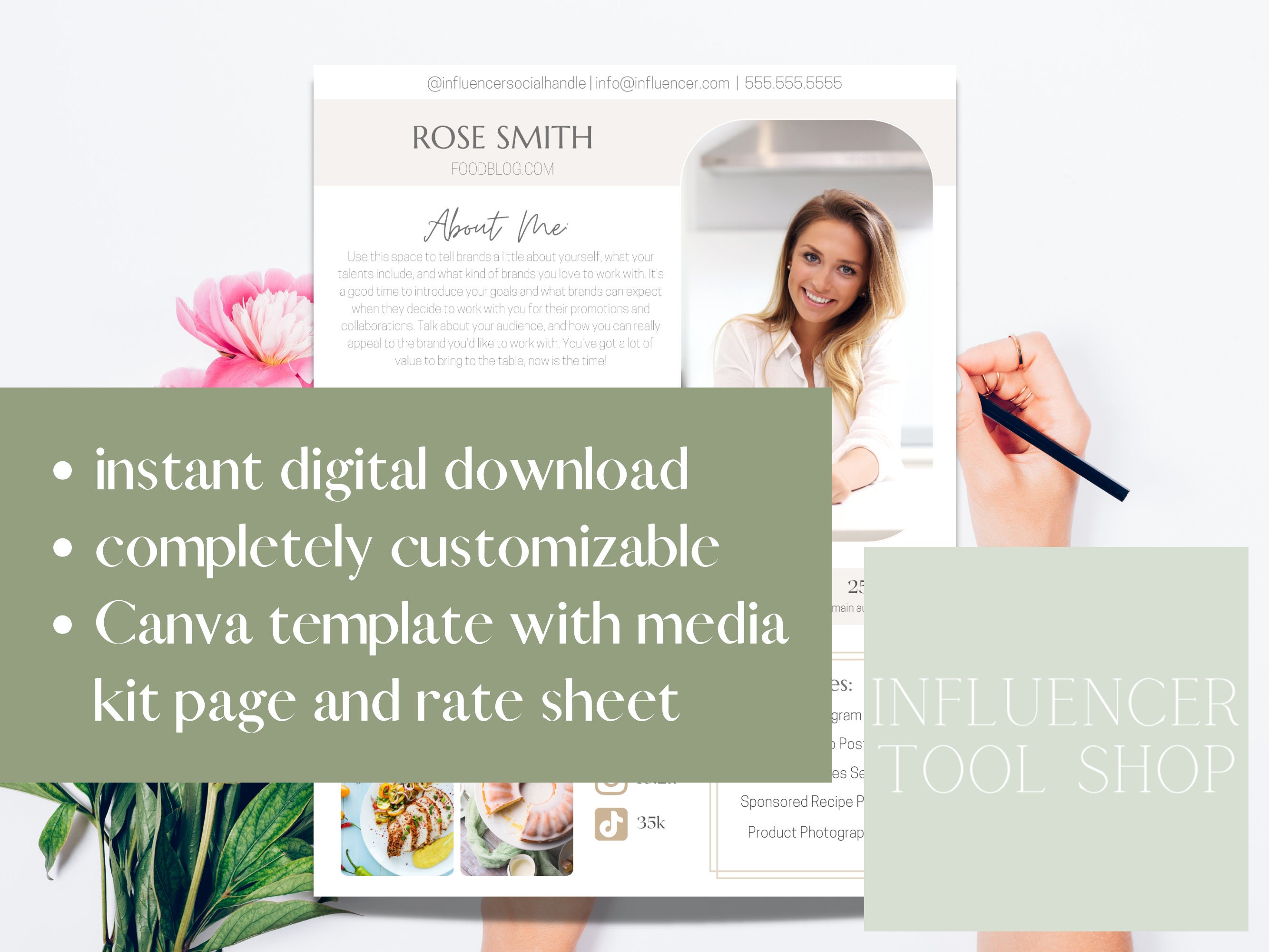 Food Blogger Media Kit Template | Influencer Media Kit Template | One ...
