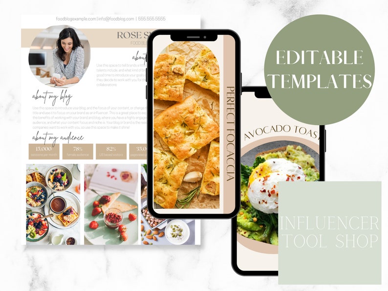 Food Blogger Media Kit Template | Influencer Marketing Bundle | IG ...