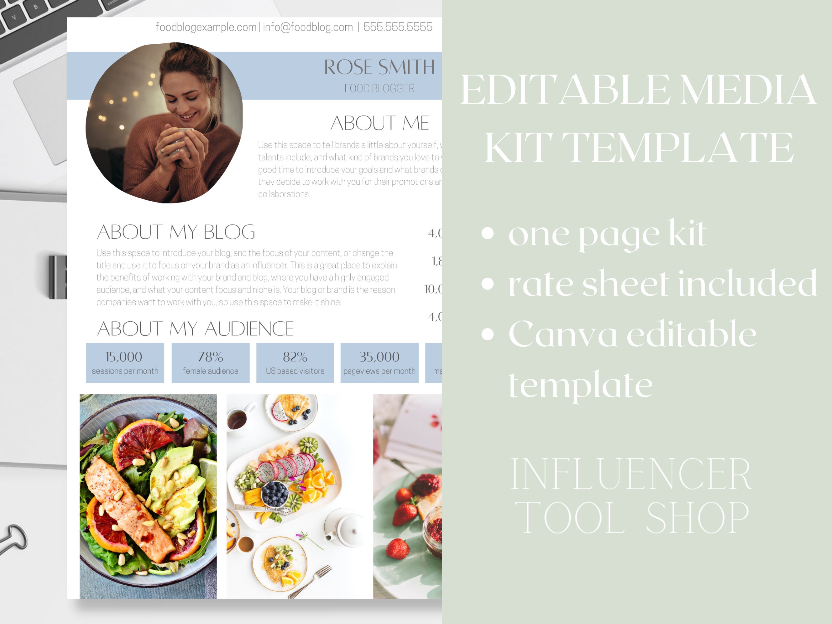 Food Blogger Media Kit Template | Influencer Media Kit Template | Media ...
