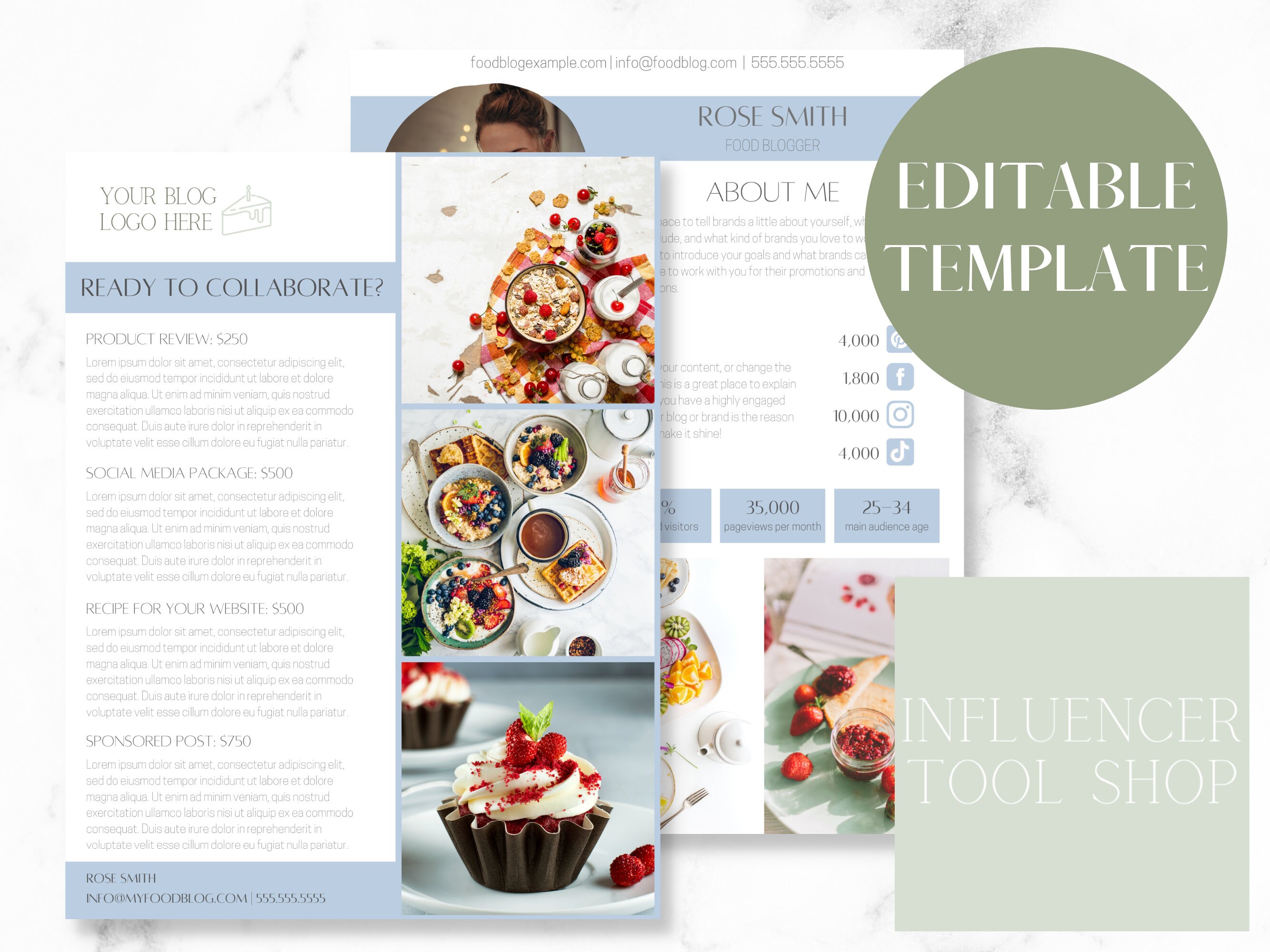 Food Blogger Media Kit Template | Influencer Media Kit Template | Media ...