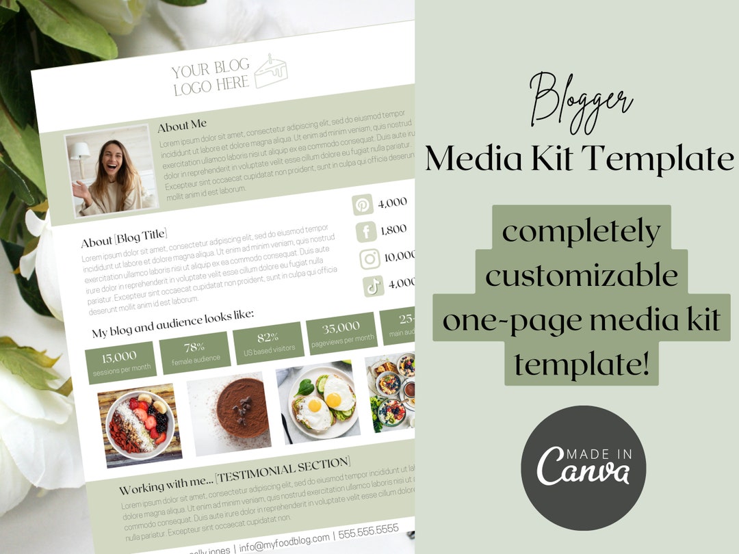 Food Blogger Media Kit Template | Influencer Media Kit Template | One ...