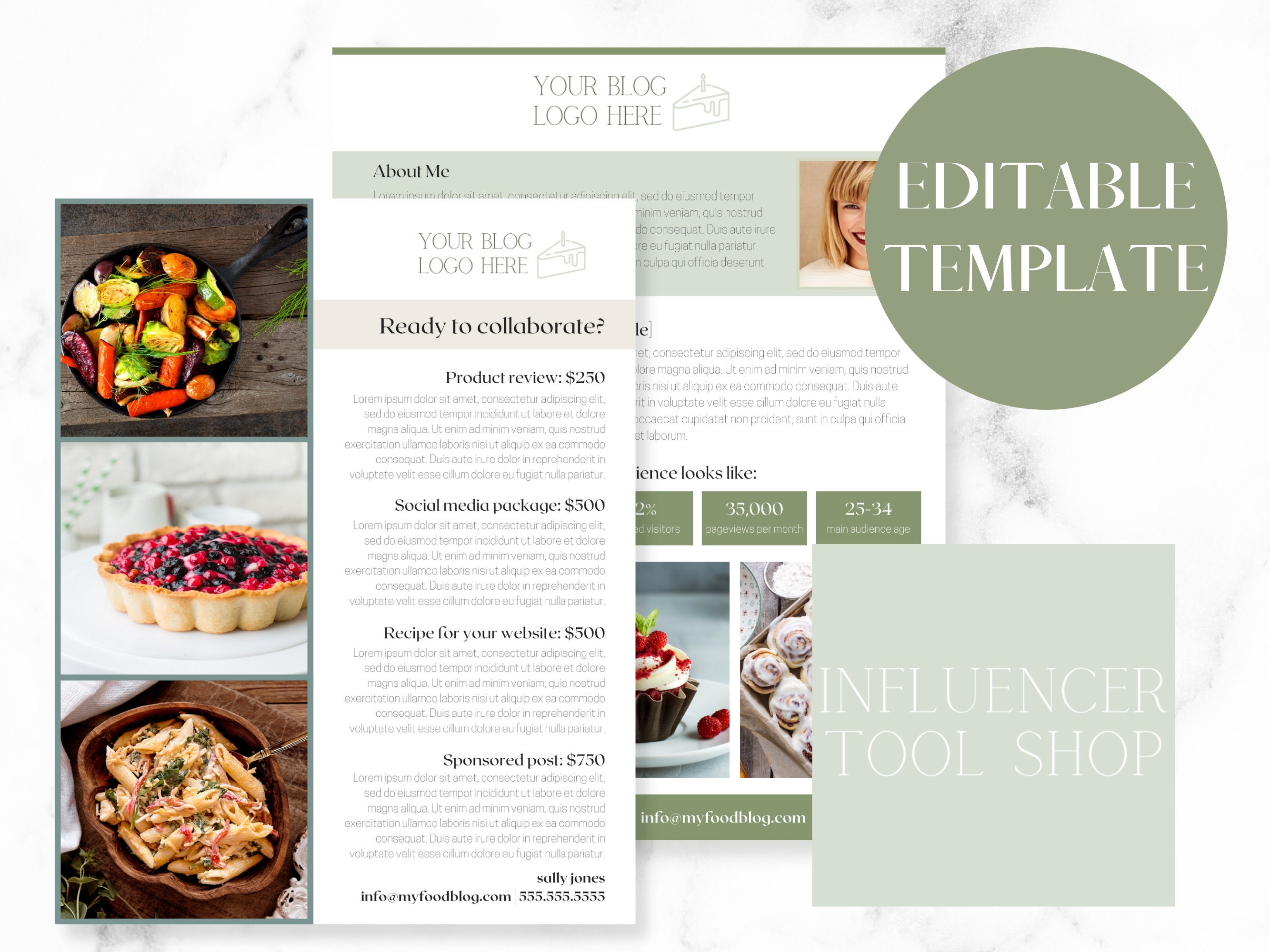 Food Blogger Media Kit Template | Influencer Media Kit Template | Media ...