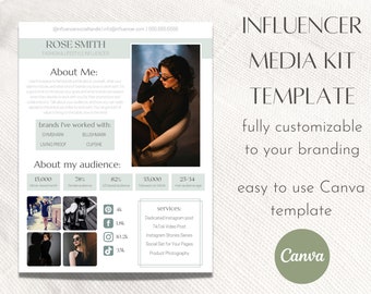 Influencer Media Kit Template | One Page Media Kit Template | Editable Media Kit Template ...