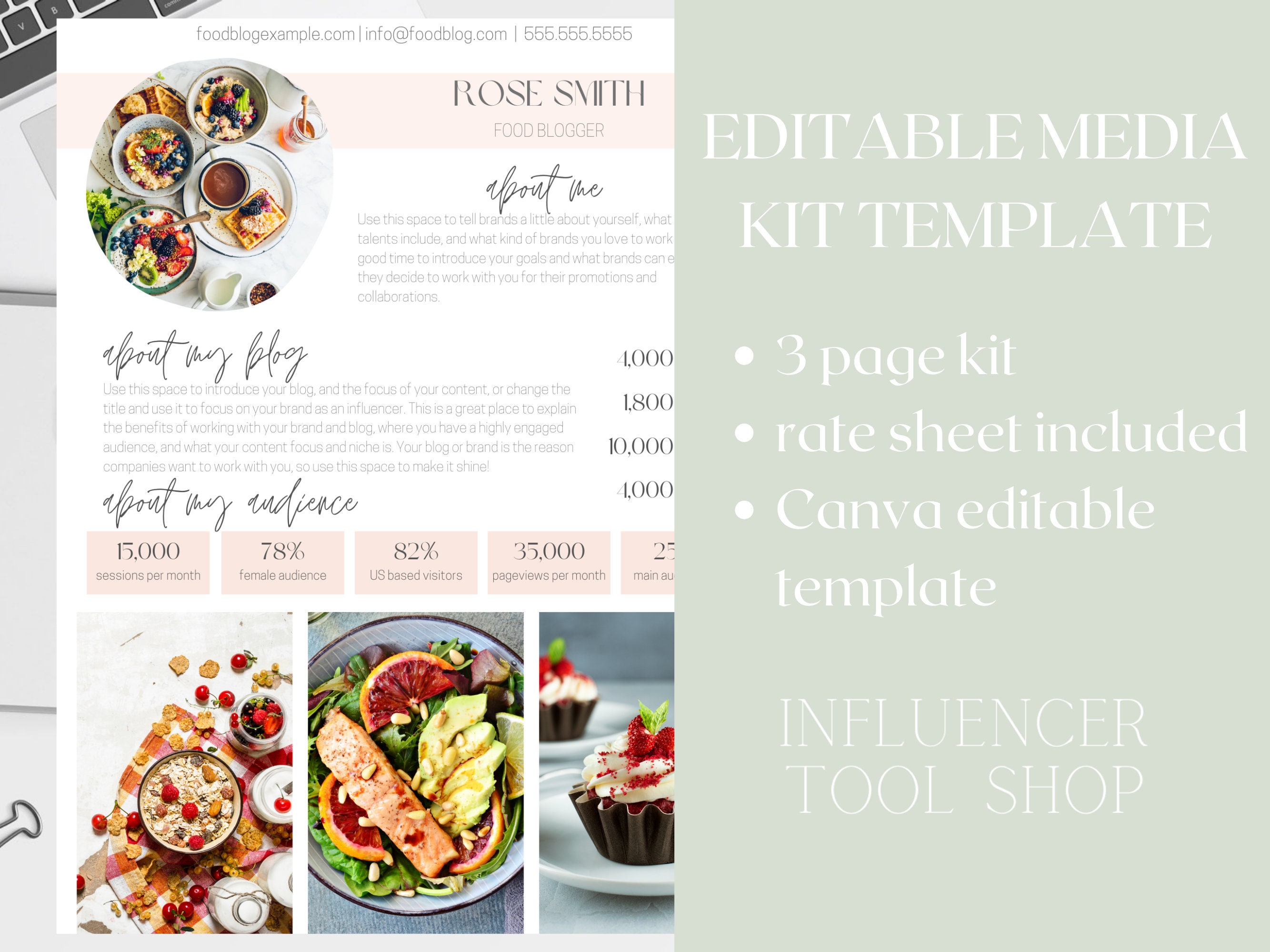 Food Blogger Media Kit Template Influencer Media Kit Template Media Kit ...