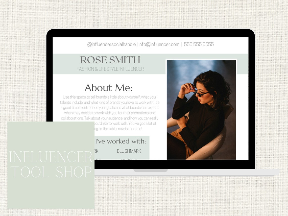 Influencer Media Kit Template One Page Media Kit Template Editable ...