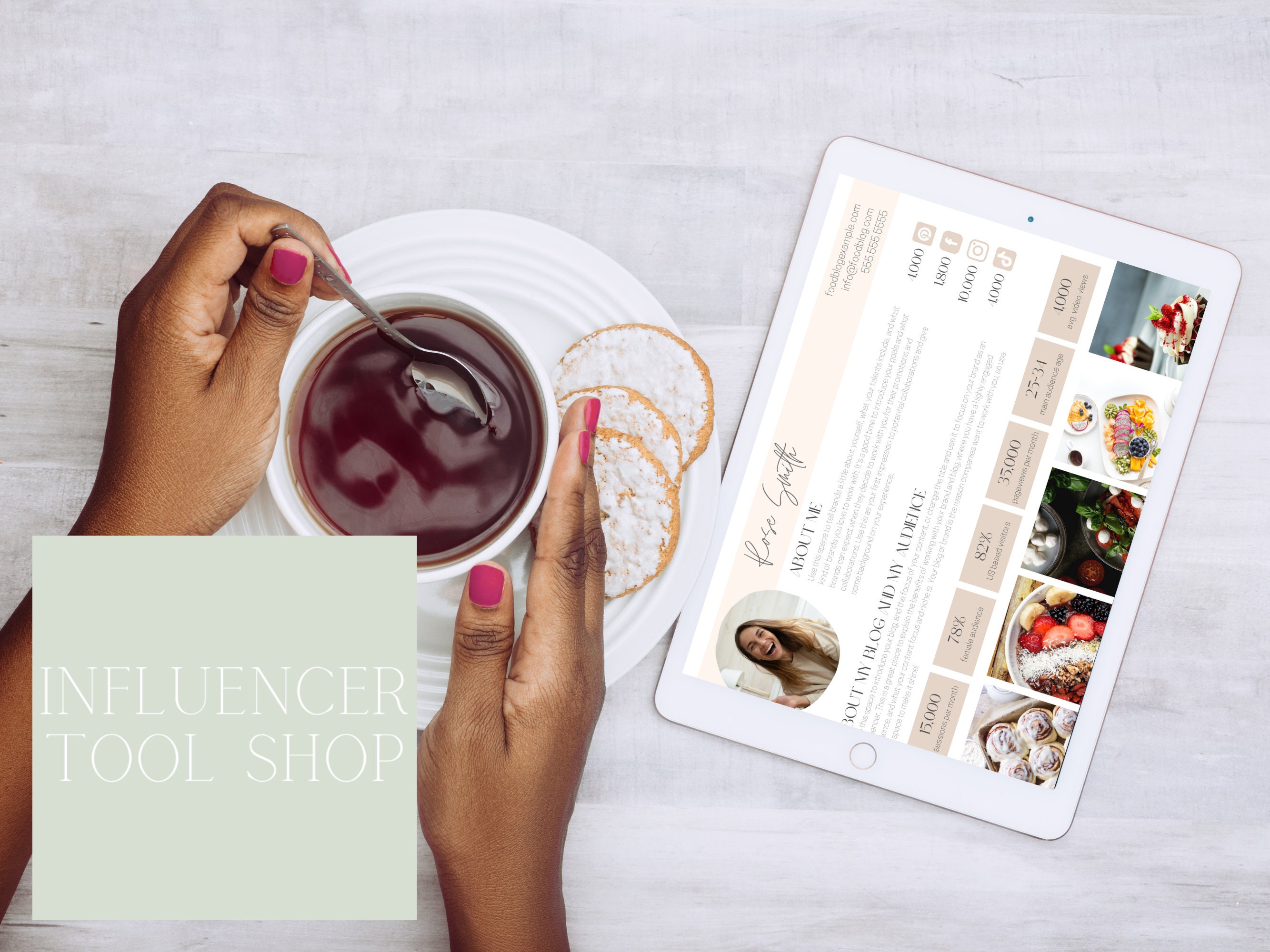 Horizontal Food Blogger Media Kit Template | Influencer Media Kit ...