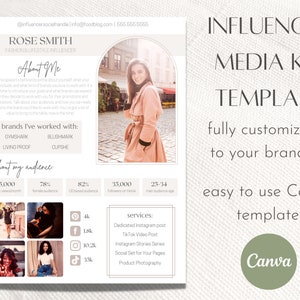 Influencer Media Kit Template One Page Media Kit Template Editable Media Kit Template Media ...