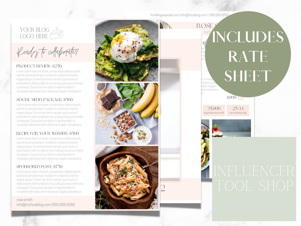 Food Blogger Media Kit Template | Influencer Media Kit Template | Media ...