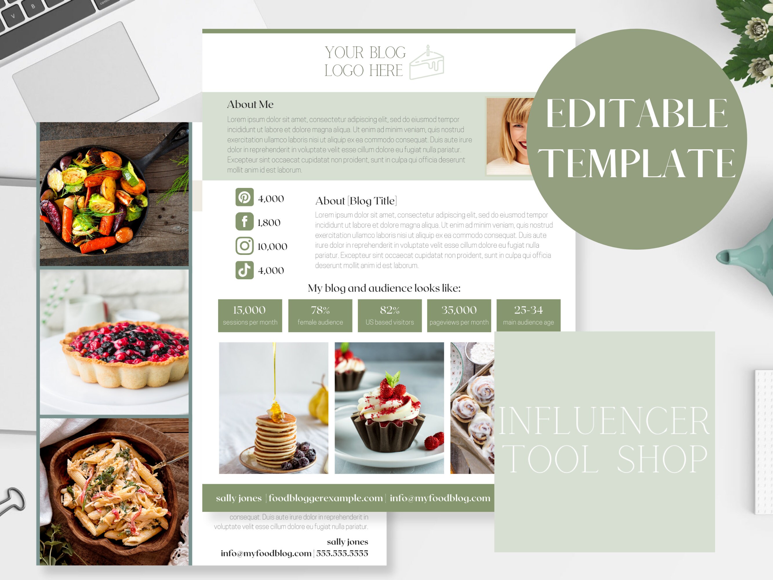 Food Blogger Media Kit Template | Influencer Media Kit Template | Media ...