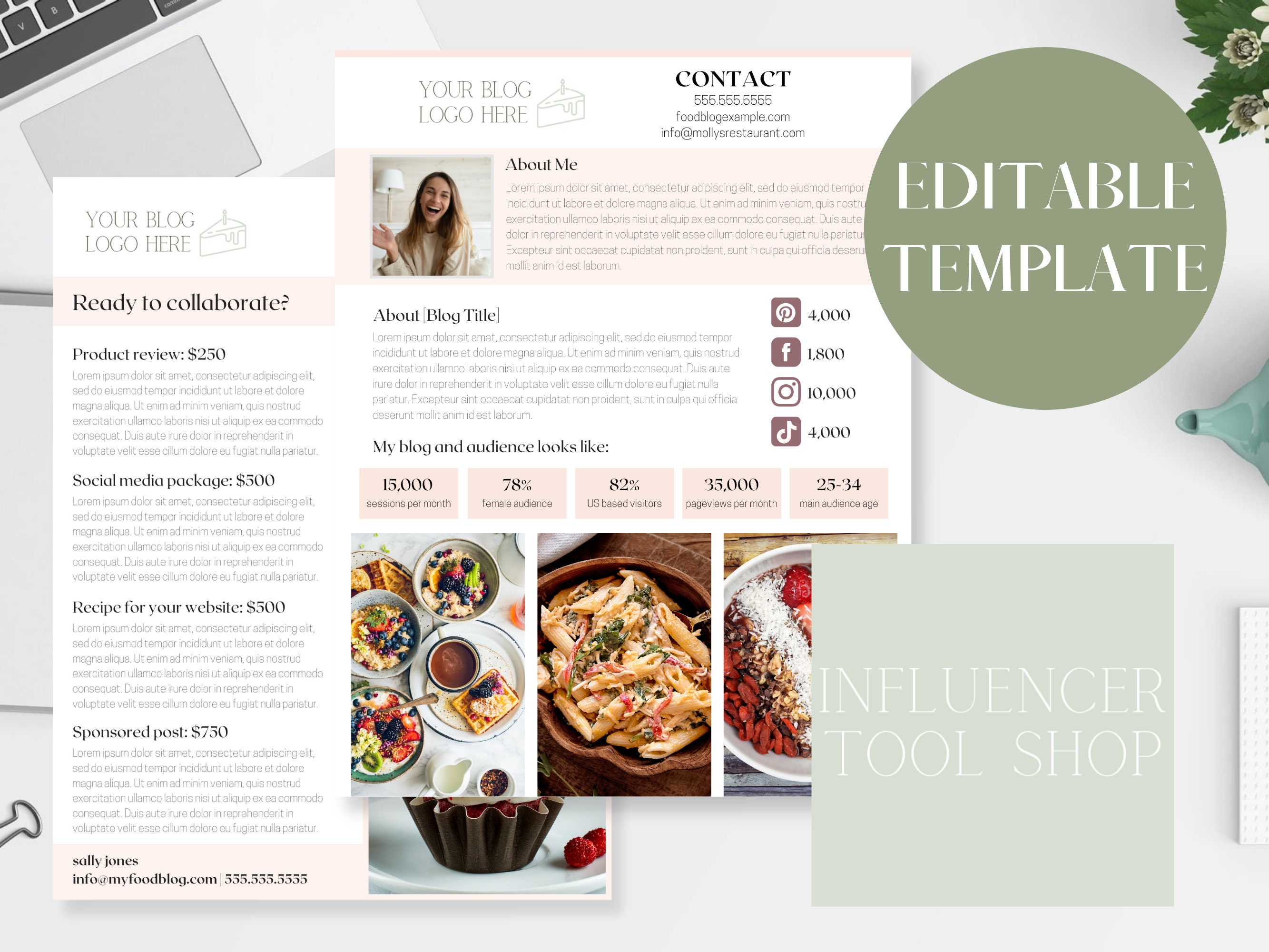 Food Blogger Media Kit Template Influencer Media Kit Template Media Kit ...