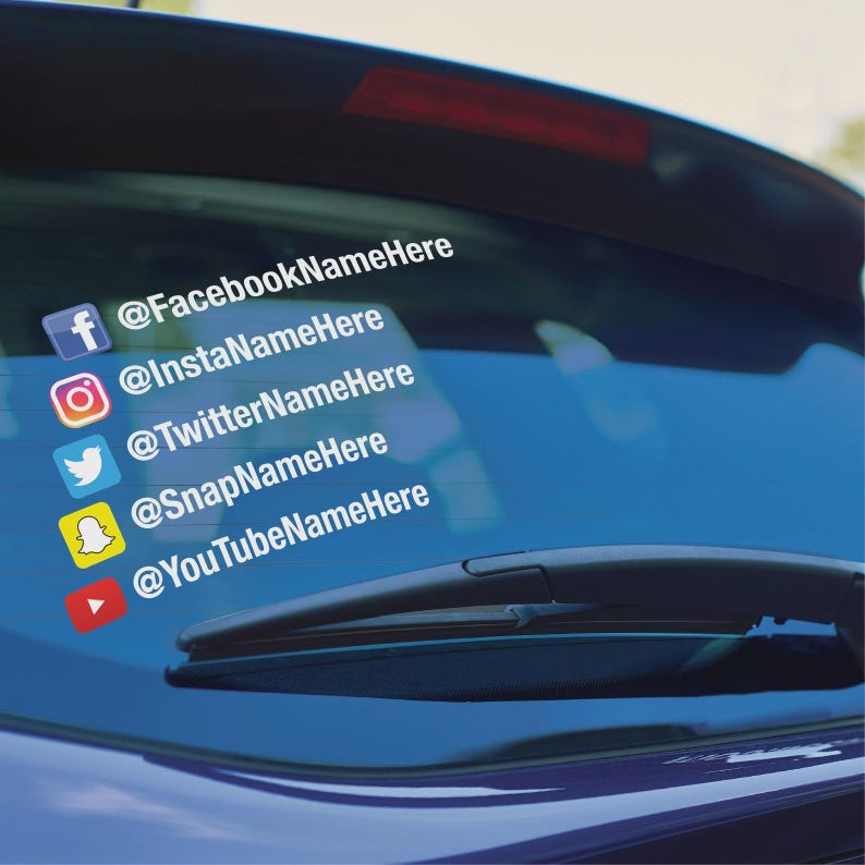 Custom Social Media Tag Decal – Full Color Logo Sticker for Car Windows ...