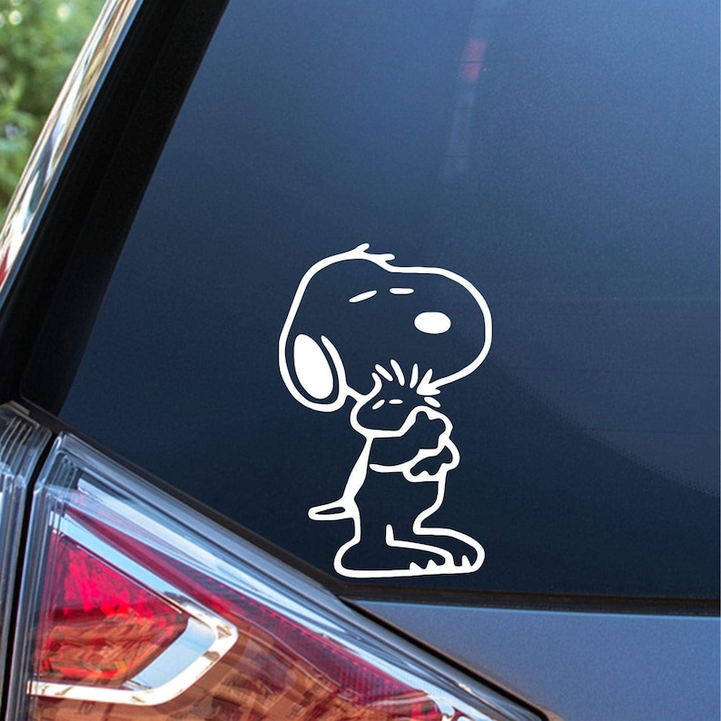 Snoopy Car Window Decal, 6 Inches, White Vinyl, Die Cut Sticker - Etsy