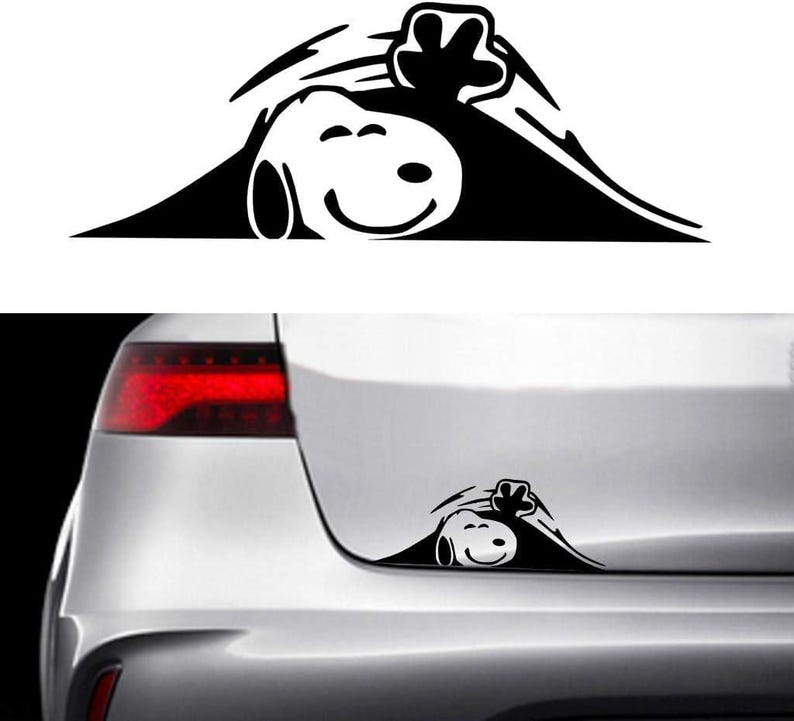 Snoopy Peeking Car Decal, Black Vinyl Sticker, 8 X 3 Inches - Etsy