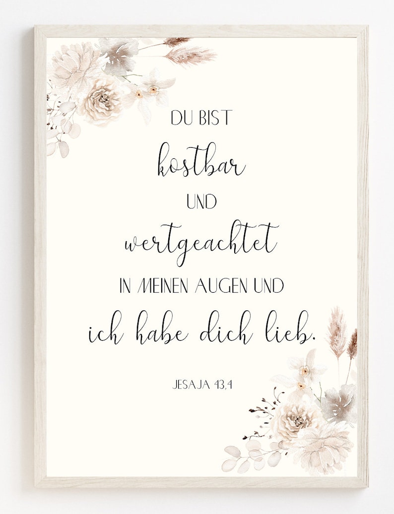 Christliches Poster mit Bibelvers Jesaja 434 Blumen - Etsy.de