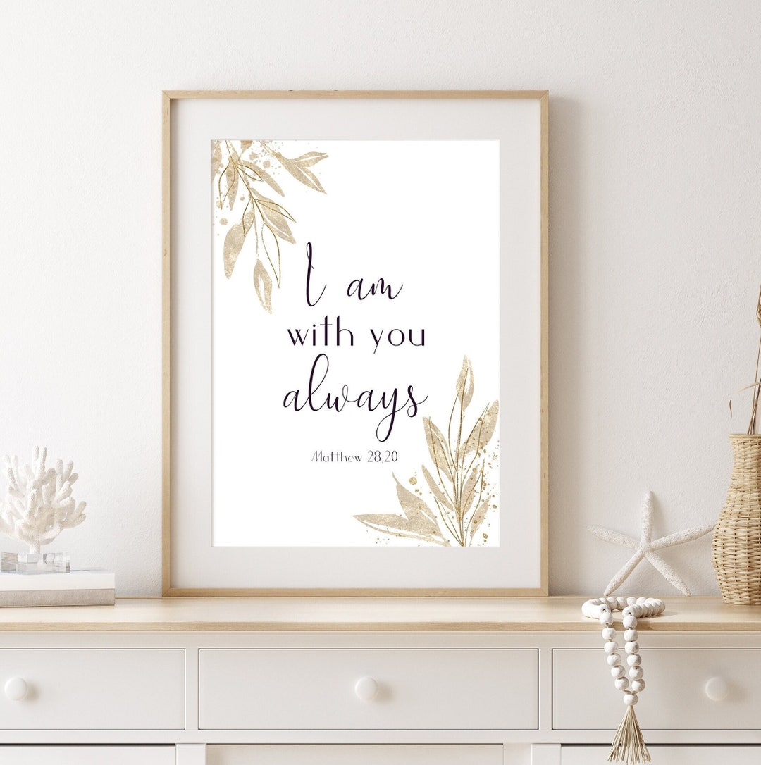 Christian Poster With Bible Verse Matthew 28:20 Golden - Etsy