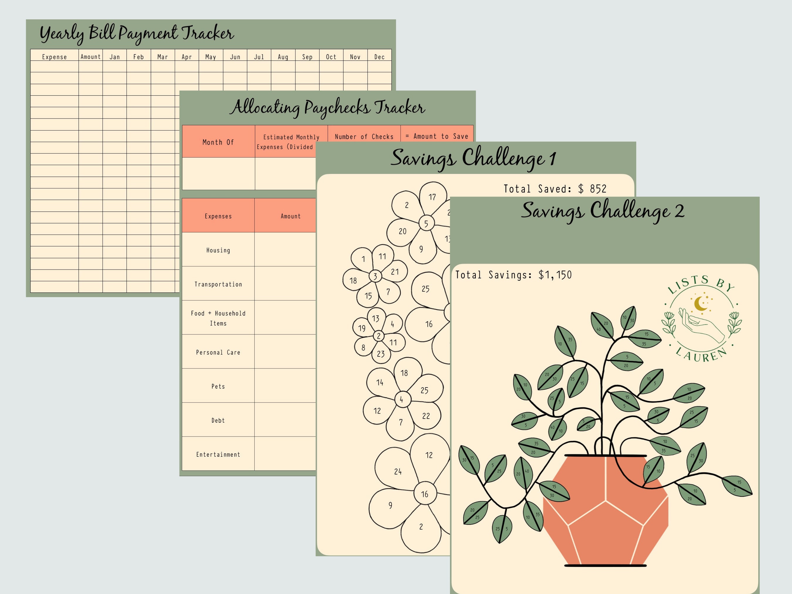 Financial Planning + Budget Worksheets With Savings Goals & Trackers - Etsy