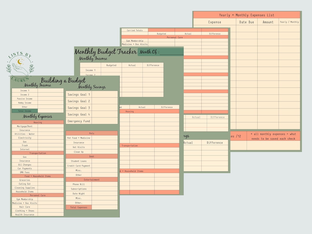Financial Planning + Budget Worksheets With Savings Goals & Trackers - Etsy