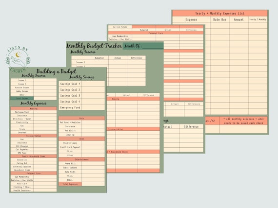 Financial Planning Budget Worksheets With Savings Goals & - Etsy