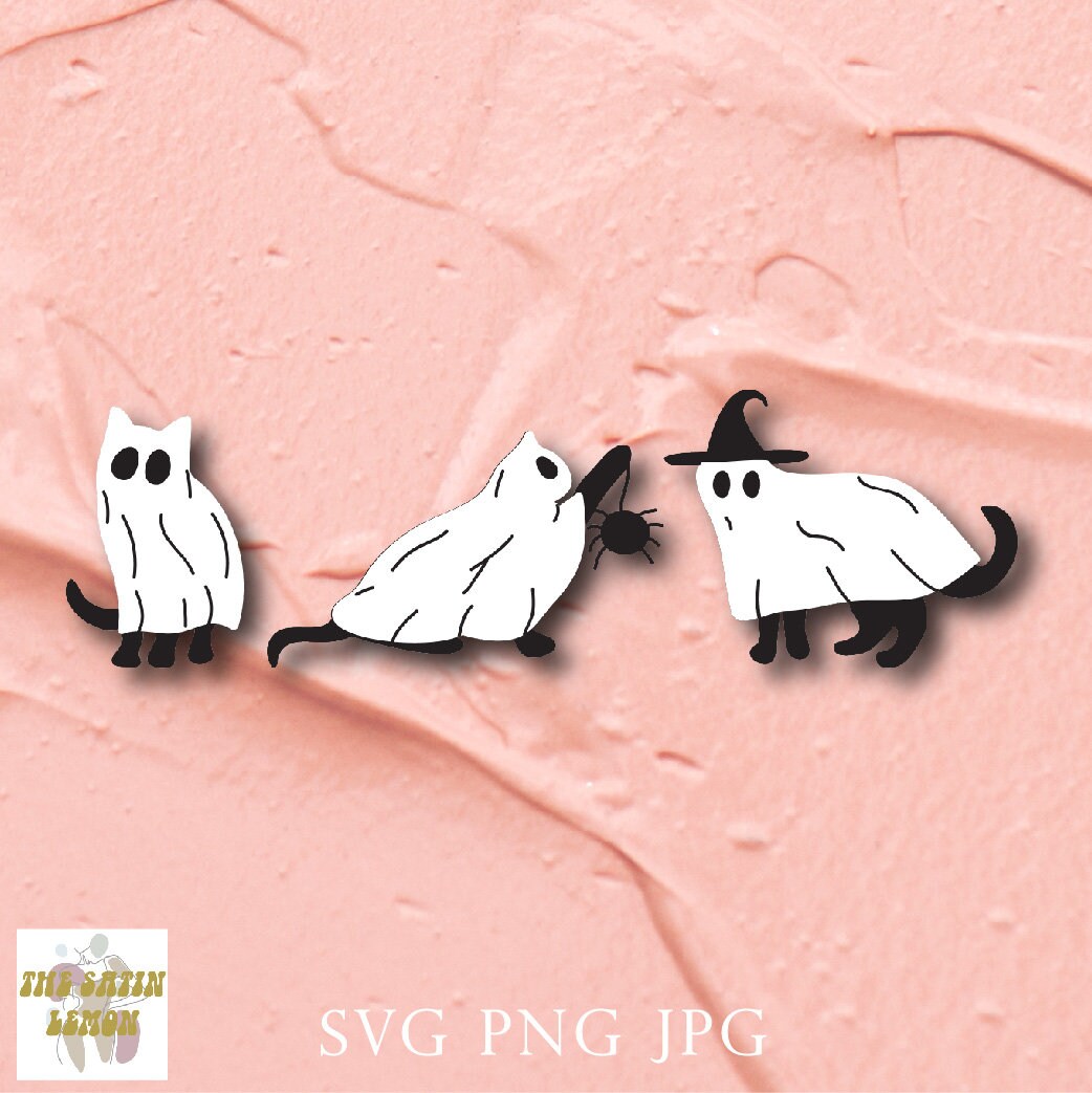 Halloween Ghost Cats / Cat SVG PNG JPG / Cat Lover Shirt / - Etsy