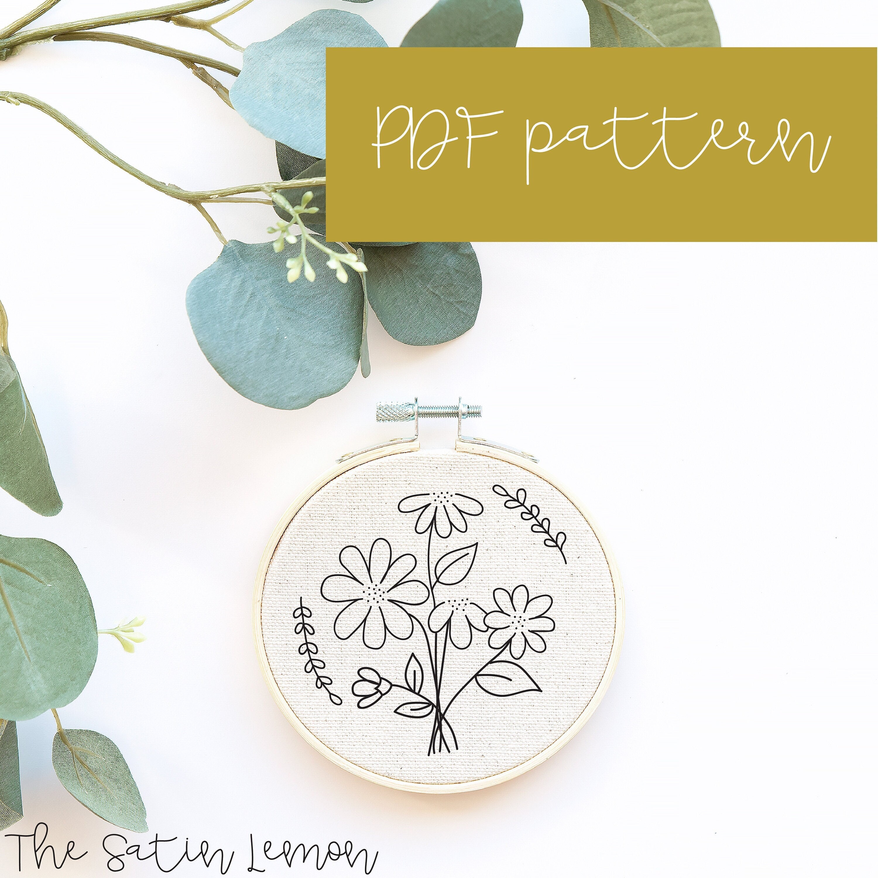 Daisy Embroidery / PDF Pattern / Digital Hand Embroidery / DIY ...