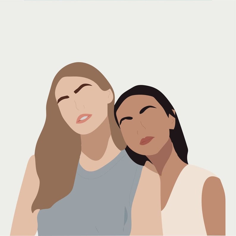 Digital Portrait Procreate Color Block Drawing Art Gift Idea Couples ...